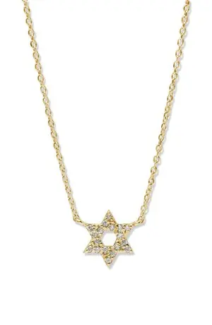 Anzie Love Letter Pavé Diamond Star Of David Pendant Necklace - Gold
