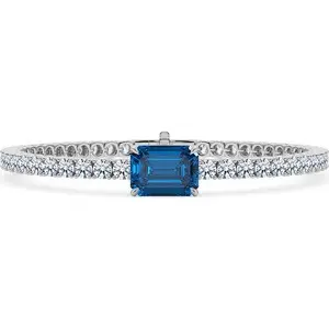HAUTECARAT Lab Created Diamond And Sapphire Tennis Bracelet - Sapphire/ 18k White Gold