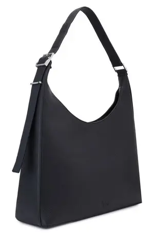 BEHNO Large Danny Flatiron Pebble Leather Shoulder Bag - Black