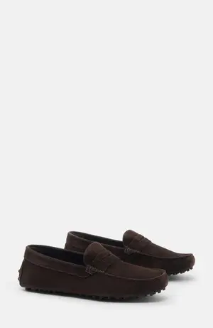 SCAROSSO Michael Driving Shoes - Dark Brown - Suede