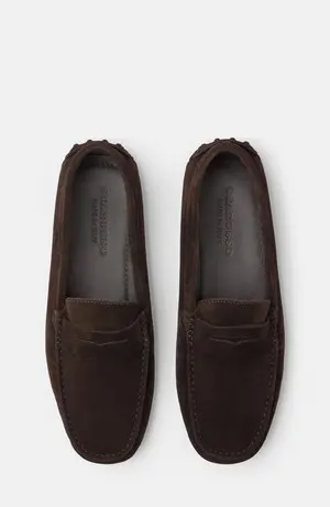 SCAROSSO Michael Driving Shoes - Dark Brown - Suede