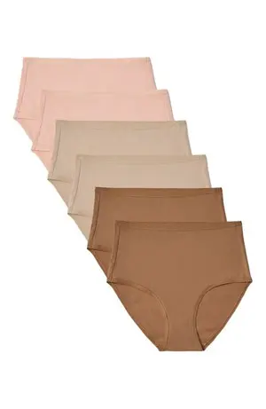 PACT Organic Cotton Everyday High Rise Brief 6-pack - Warm Neutrals