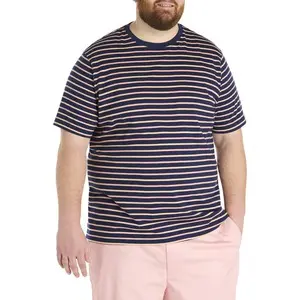 HARBOR BAY BY DXL Big & Tall Moisture-wicking Striped T-shirt - Navy Multi