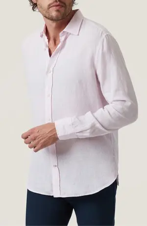 34 Heritage Linen Chambray Button-up Shirt - Pink