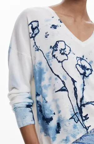 Desigual Floral V-neck Sweater
