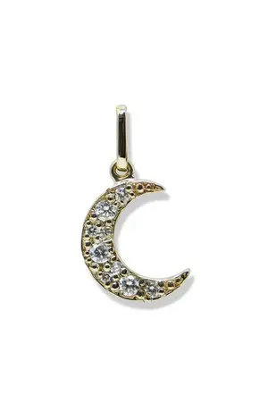 Anzie 14k Pavé Diamond Crescent Moon Charm - Gold