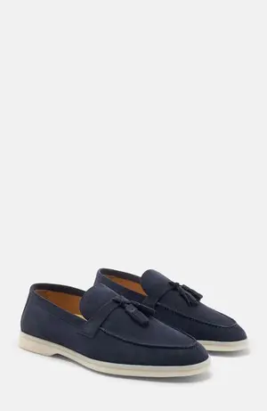 SCAROSSO Leandro Tassel Loafers - Blue - Suede