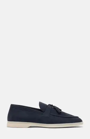 SCAROSSO Leandro Suede Tassel Loafers - Blue - Suede
