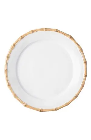 JULISKA Bamboo Ceramic Dessert/salad Plate - Whitewash/ Bamboo Natural