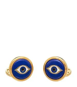 Halcyon Days Gold And Enamel Evil Eye Cufflinks - Blue