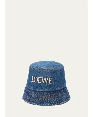 Loewe Logo Denim Bucket Hat - Blue