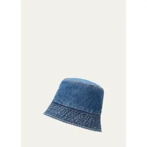 Loewe Logo Denim Bucket Hat - Blue