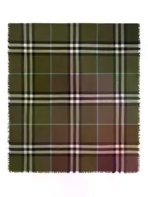 Burberry Checked Wool Scarf Green