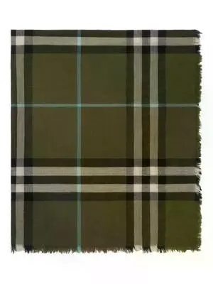 Burberry Checked Wool Scarf - Green