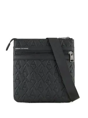 Armani Exchange Monogram-embossed Messenger Bag - Black