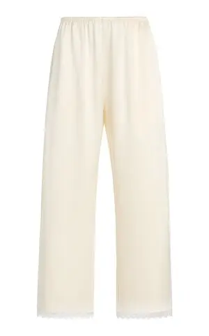LESET Leset Barb Cropped Lace Trim Pants Ivory