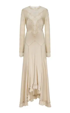 Isabel Marant Étoile Dolores Lace-Inset Silk Satin Maxi Dress Ivory