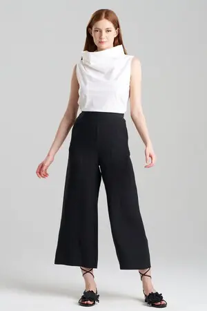 Natori Linen Blend Cropped Wide Leg Pants