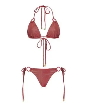 Zimmermann Rhiannon Metallic Triangle Bikini Set - Pink