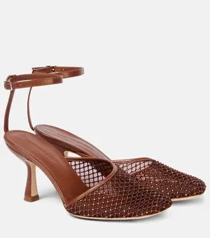Christopher Esber Minette Crystal-embellished Mesh Pumps - Brown