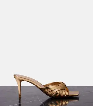 GIANVITO ROSSI Woven Metallic Leather Mules
