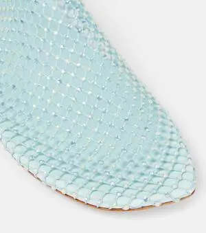 Christopher Esber Minette Crystal-embellished Fishnet Ballet Flats - Blue