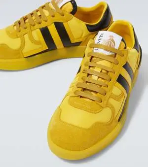 LANVIN Clay Leather-trimmed Sneakers - Yellow