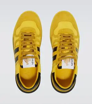 LANVIN Clay Leather-trimmed Sneakers - Yellow