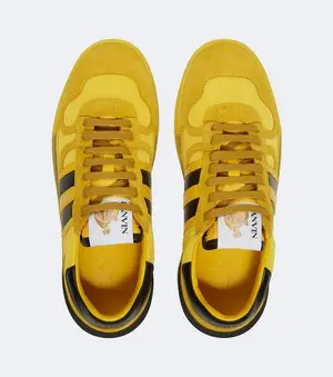 LANVIN Clay Leather-trimmed Sneakers - Yellow