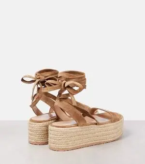 GIANVITO ROSSI Suede-trimmed Platform Espadrilles - Brown