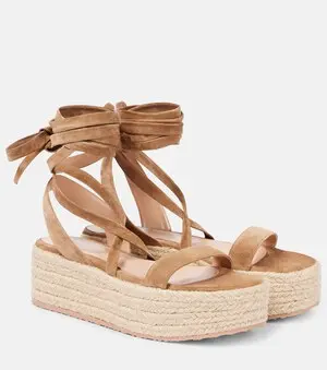 GIANVITO ROSSI Suede-trimmed Platform Espadrilles - Brown
