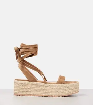 GIANVITO ROSSI Suede-trimmed Platform Espadrilles - Brown