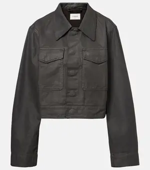 LEMAIRE Cropped Cotton Jacket - Brown
