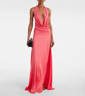 THE NEW ARRIVALS ILKYAZ OZEL Tanit Draped Gown - Pink