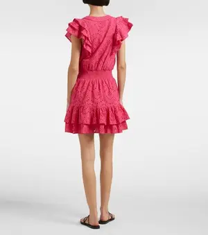 Poupette St Barth Camila Shirred Cotton Minidress - Pink