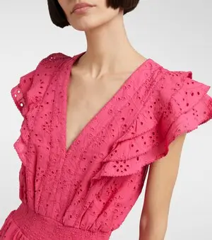 Poupette St Barth Camila Shirred Cotton Mini Dress - Pink