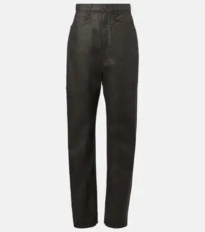 LEMAIRE High-rise Wide-leg Cotton Pants - Brown