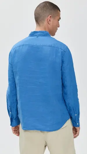 ALEX MILL Mill Shirt In Linen - Pool Blue