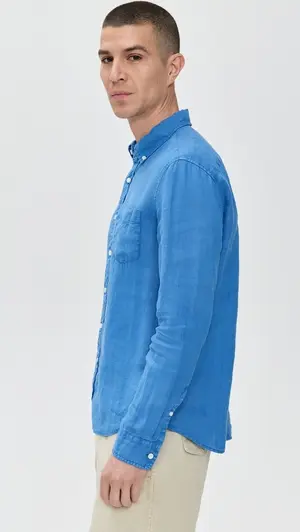 ALEX MILL Mill Shirt In Linen - Pool Blue