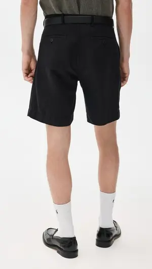 KNICKERBOCKER Canal Cotton & Linen Pleated Shorts