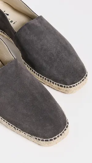 Manebí Suede Square Toe Espadrilles - Suede Carbon Grey