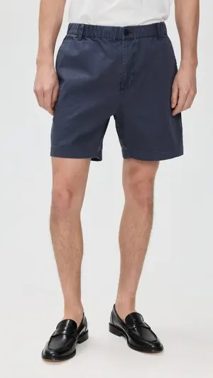 ALEX MILL Herringbone Pull-on Shorts - Navy