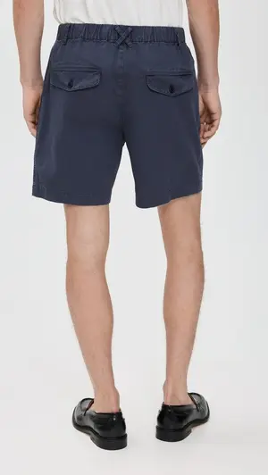 ALEX MILL Herringbone Pull-on Shorts - Navy