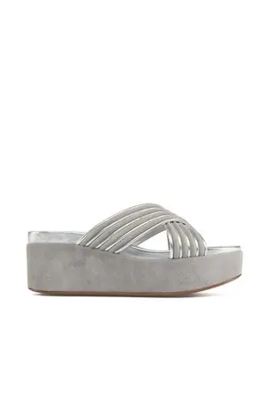 J/SLIDES NYC Quiana Platform Wedge Sandal - Grey Silver