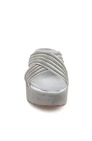 J/SLIDES NYC Quiana Platform Wedge Sandal - Grey Silver