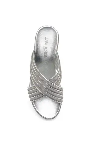 J/SLIDES NYC Quiana Platform Wedge Sandal - Grey Silver