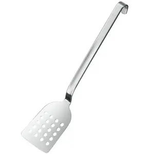 ROSLE Stainless Steel Perforated Turner With Hook Handle - Silver