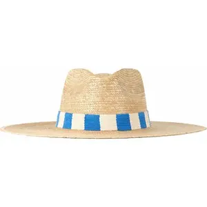 SUNSHINE TIENDA Emily Palm Straw Sun Hat - Blue