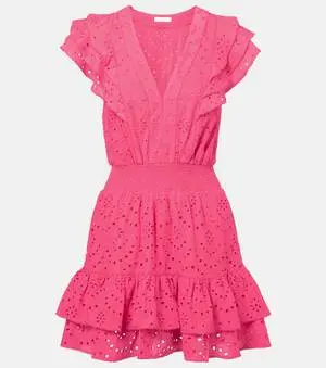 Poupette St Barth Camila Shirred Cotton Minidress - Pink