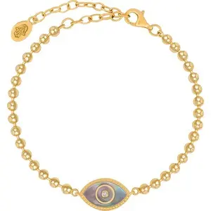 KARMA AND LUCK Mother Of Pearl Evil Eye Charm Bracelet - Gold